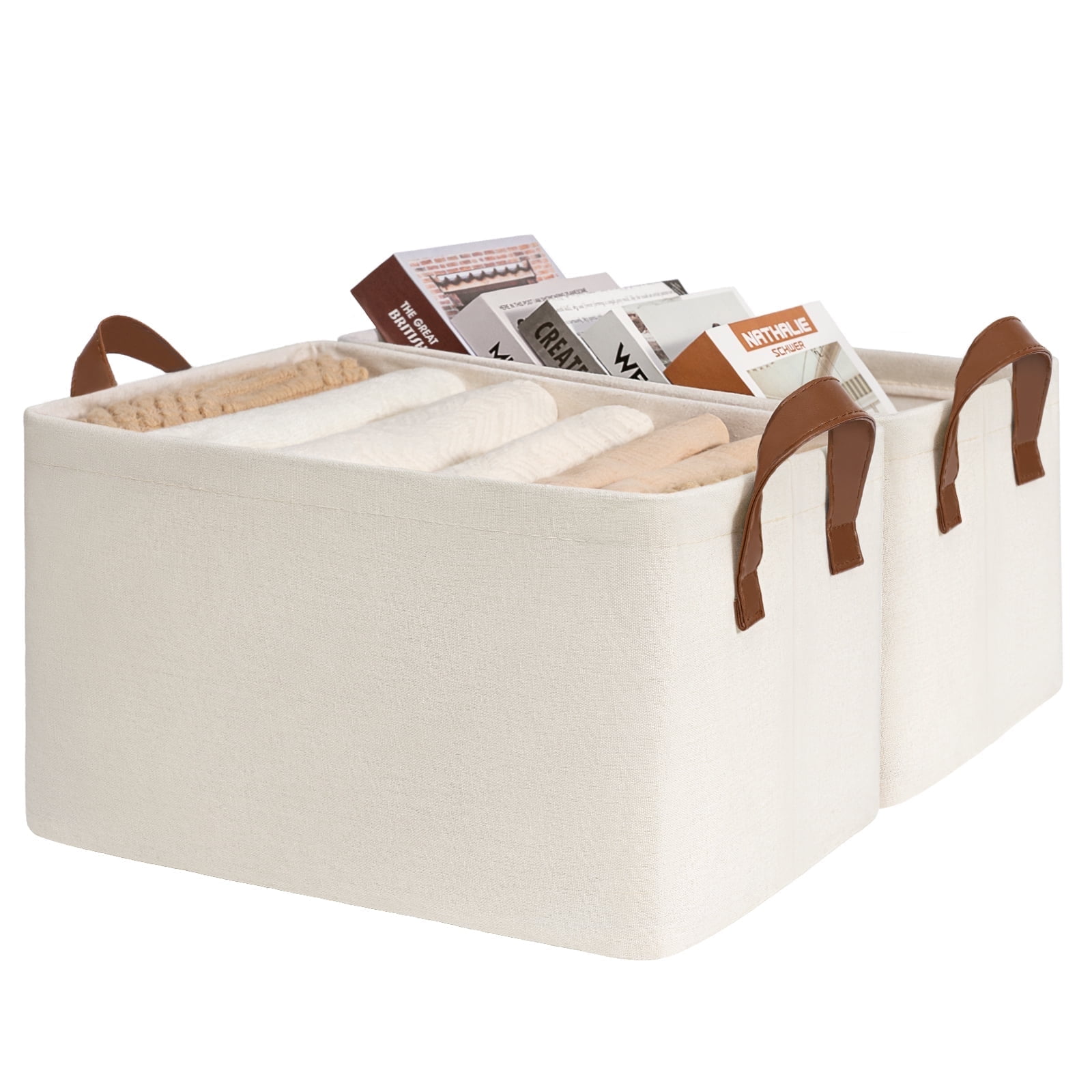 HICHEN Beige Storage Bins for Closet,Flodable Organizing Baskets for ...