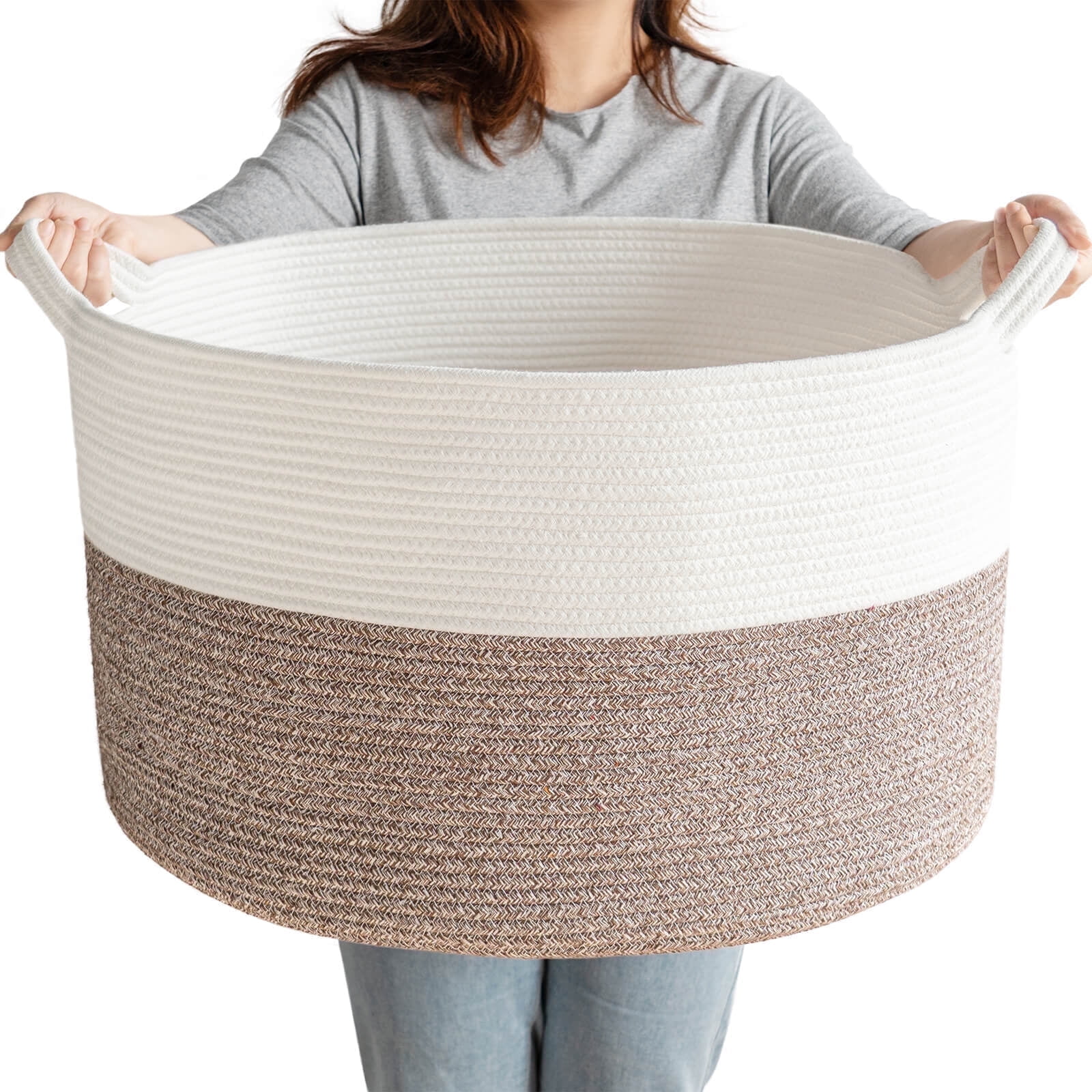 HICHEN Extra Large Blanket Basket, 21.7" x 21.7" x 13.8" Blanket ...