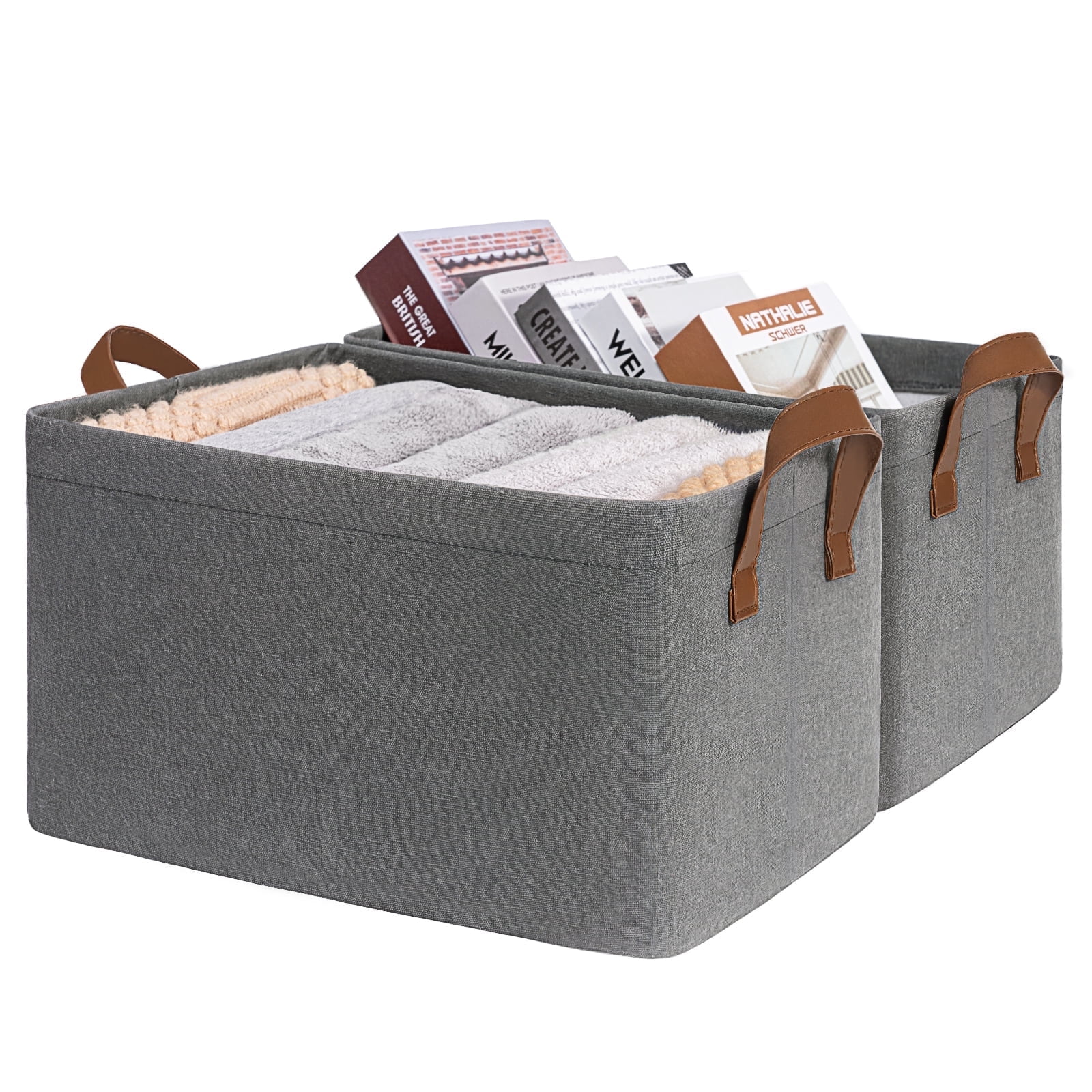 HICHEN Grey Storage Bins for Closet,Flodable Organizing Baskets for ...