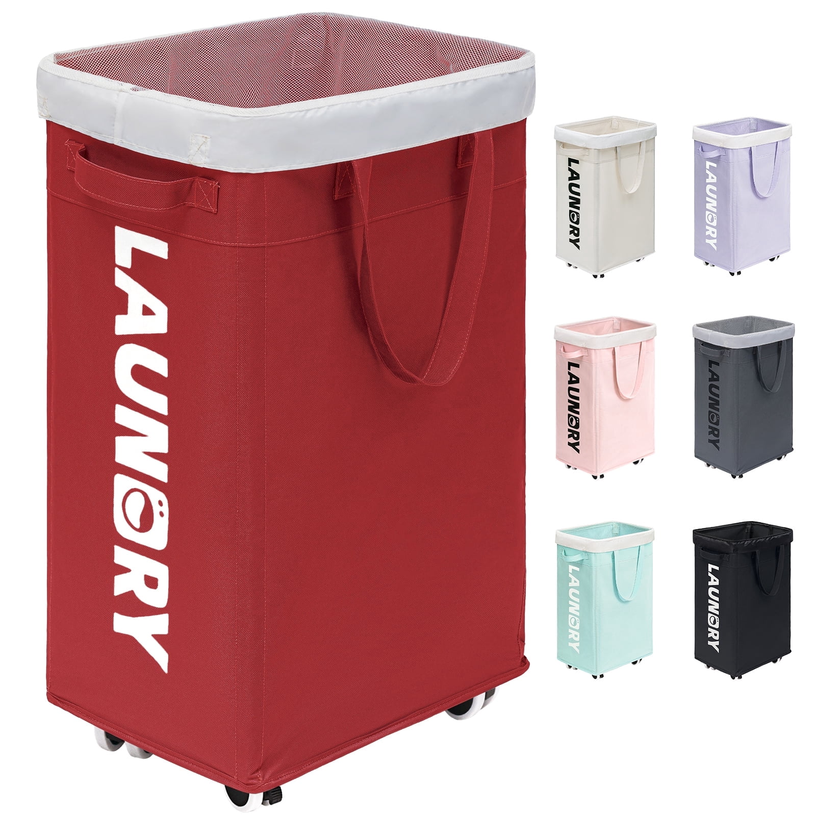 HICHEN Laundry Basket with Wheels,75L Large Roolling Laundry Basket ...
