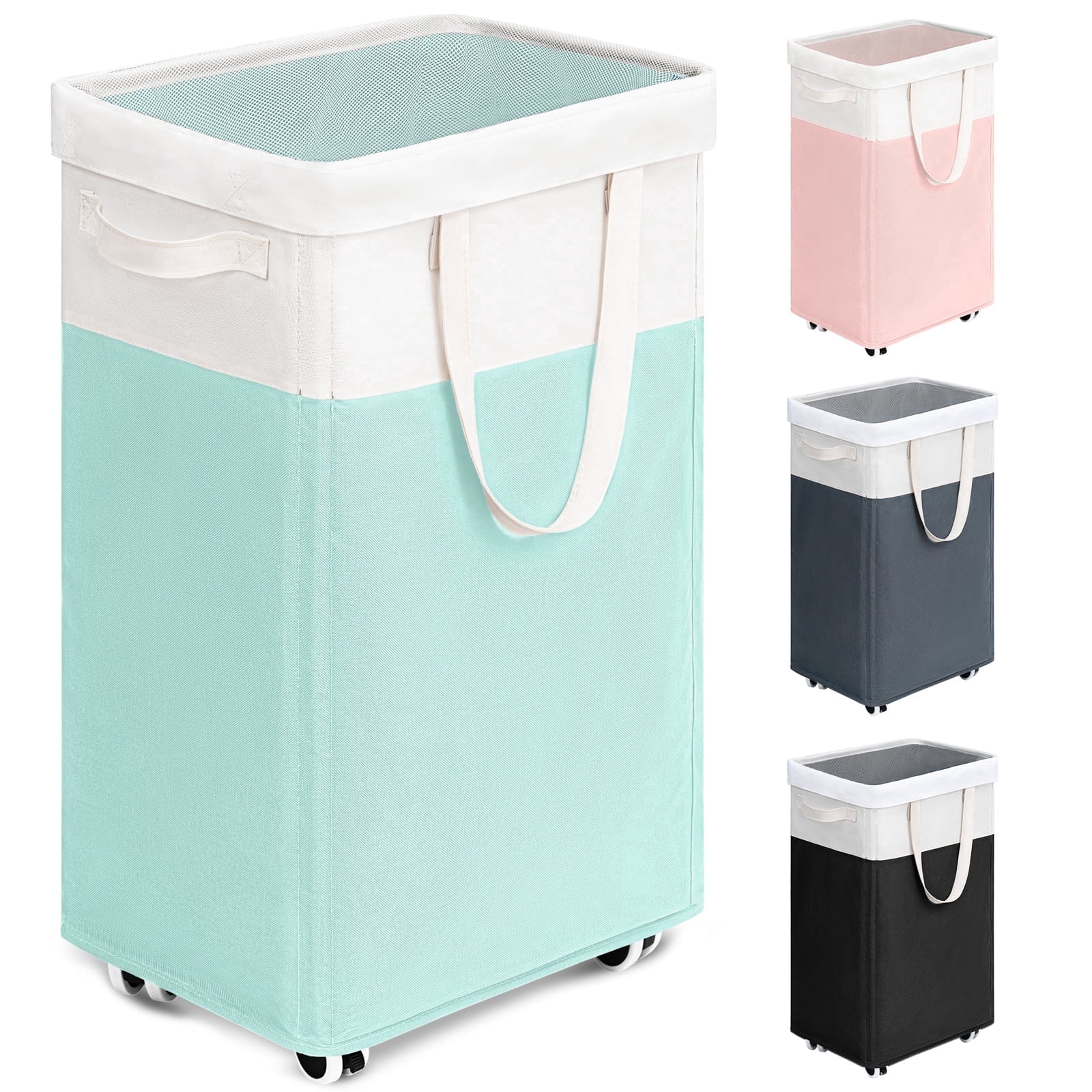 HICHEN Laundry Basket with Wheels, 75L Tall Clothes Hamper, Large ...