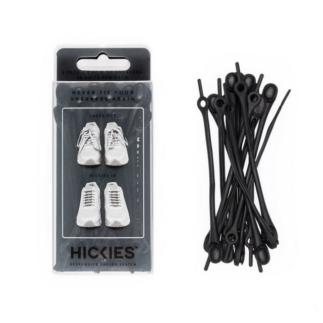 HICKIES Elastic Stretch Shoe Strings, No-Tie Lacing System, Black ...