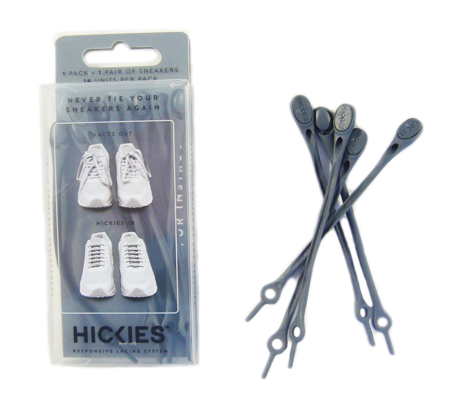 NEW Hickies Charcoal Grey Elastic No-Tie Shoe Laces - Walmart.com