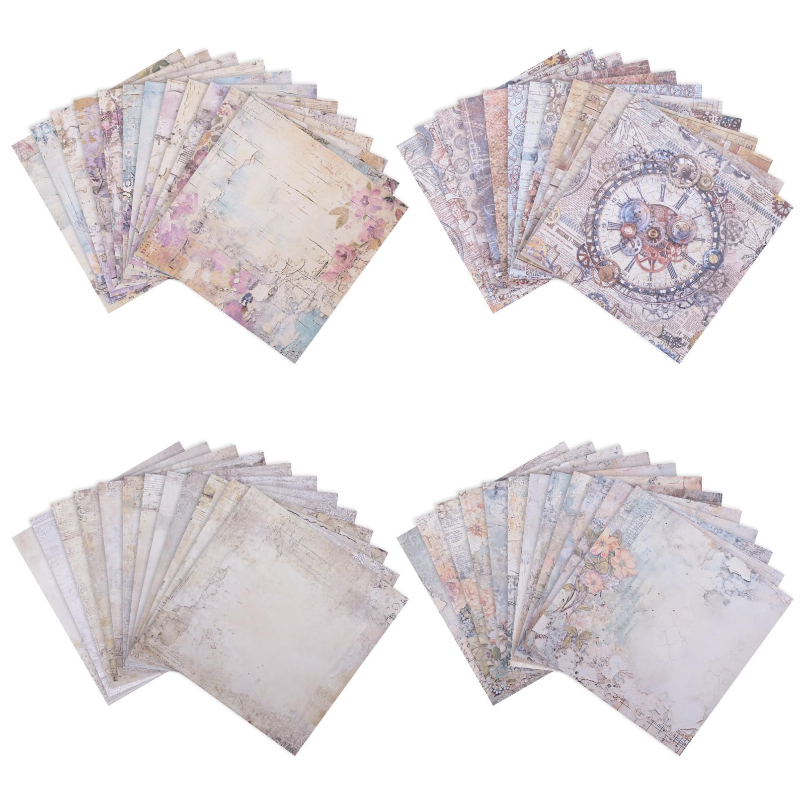 HICOHAND Vintage Scrapbook Paper TSF6 Pad, 48Pcs Single-Sided Printing ...