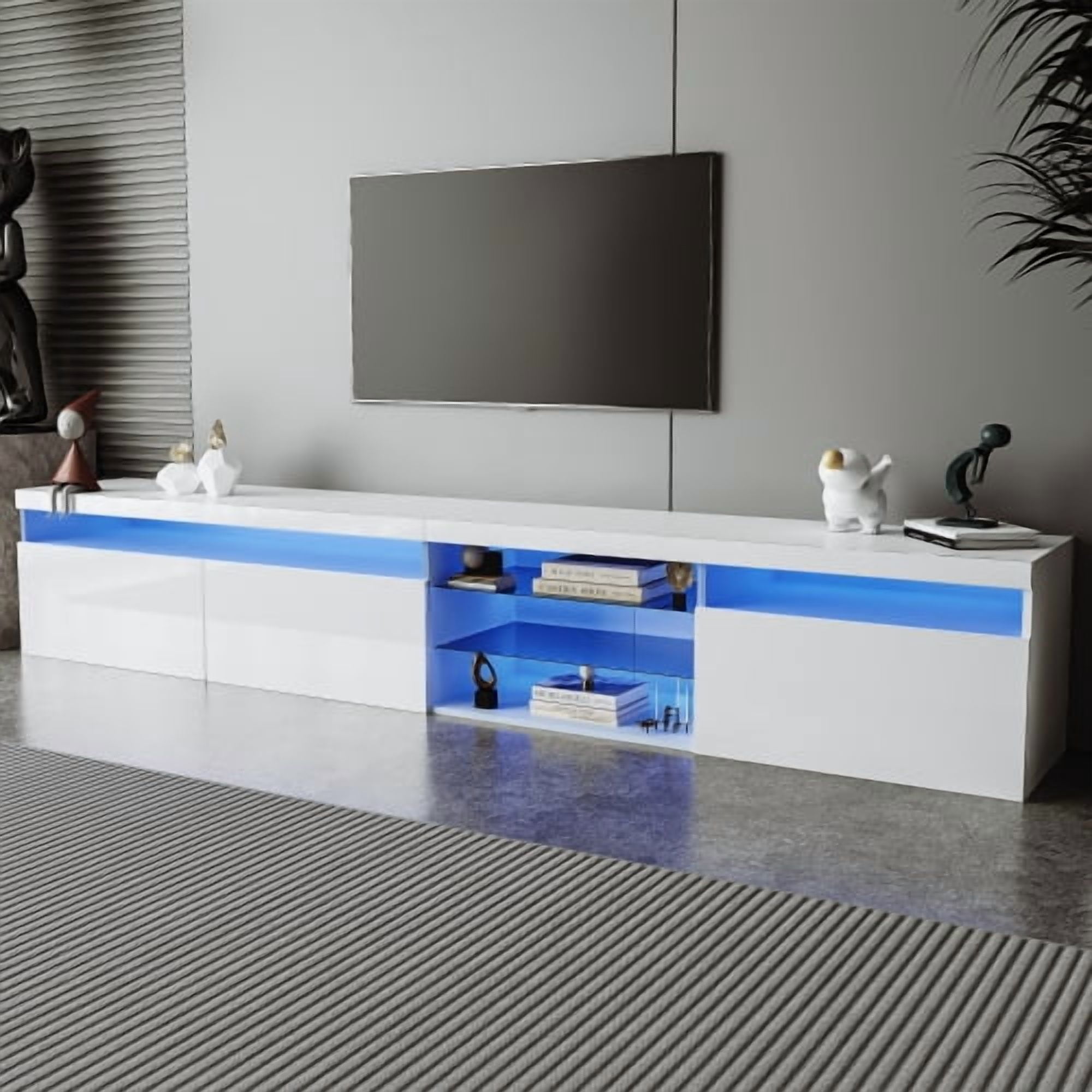 HICOMILA LED TV Stand for 80/90/100 inch TVs, Large Entertainment ...