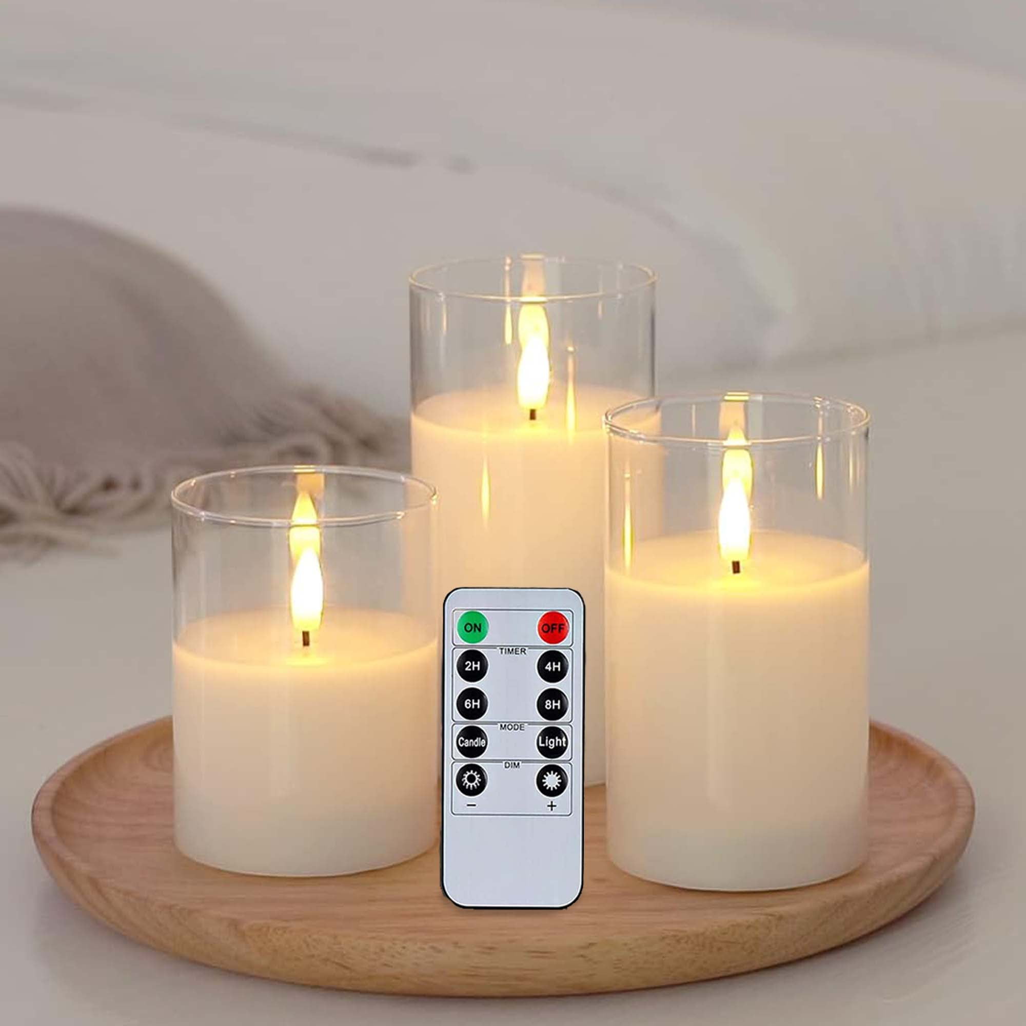 HIDAWN Flameless Candles Flickering with Remote and Timer,3D Wick ...