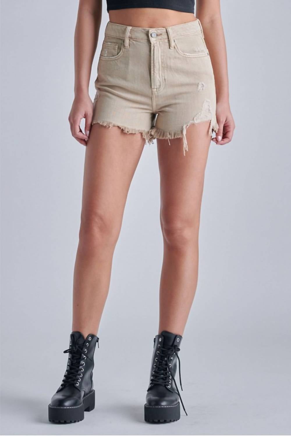 Hidden Finn Step Hem High Rise Frayed Short - Walmart.com