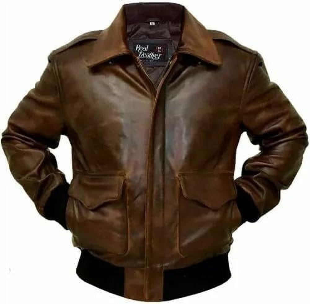 HIDE CRAFTS Men A-2 Aviator Flight Bomber Distressed Chocolate Brown ...