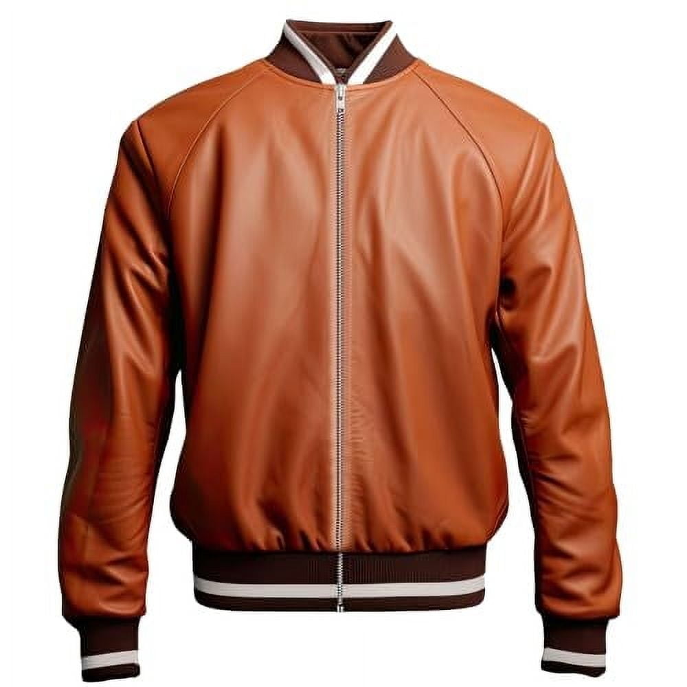 HIDE CRAFTS Men’s Brown Genuine Sheepskin Leather Jacket Baseball ...