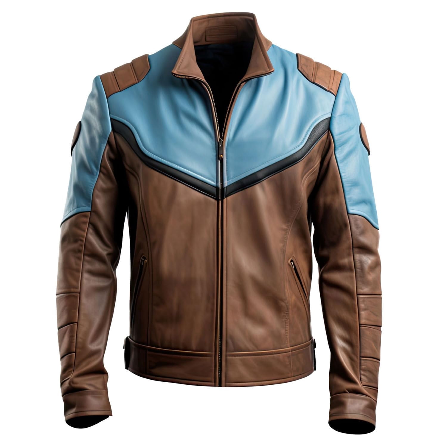 HIDE CRAFTS Men's Dusty Blue Brown Genuine Sheepskin Biker Leather ...