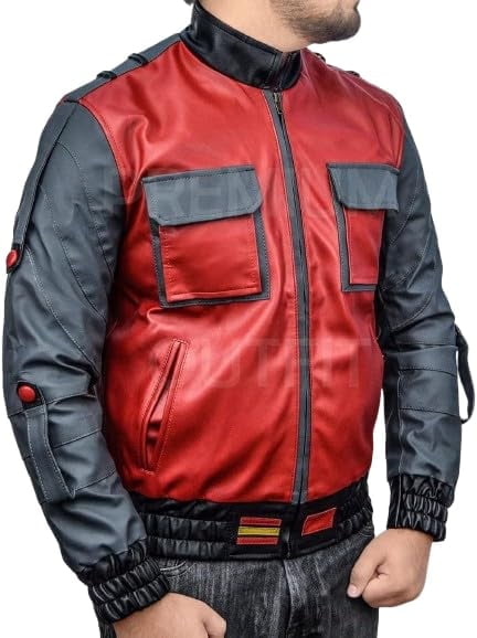 HIDE CRAFTS Men's Leather Motorcycle Jacket, Red and Black, Multi ...