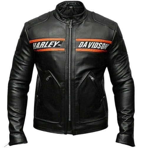 HIDE CRAFTS Men’s Vintage Goldberg Motorcycle Leather Jacket, H-D ...