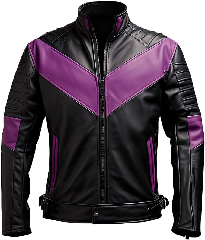 HIDE CRAFTS Men's Violet Black Sheepskin Leather Jacket with Stand ...