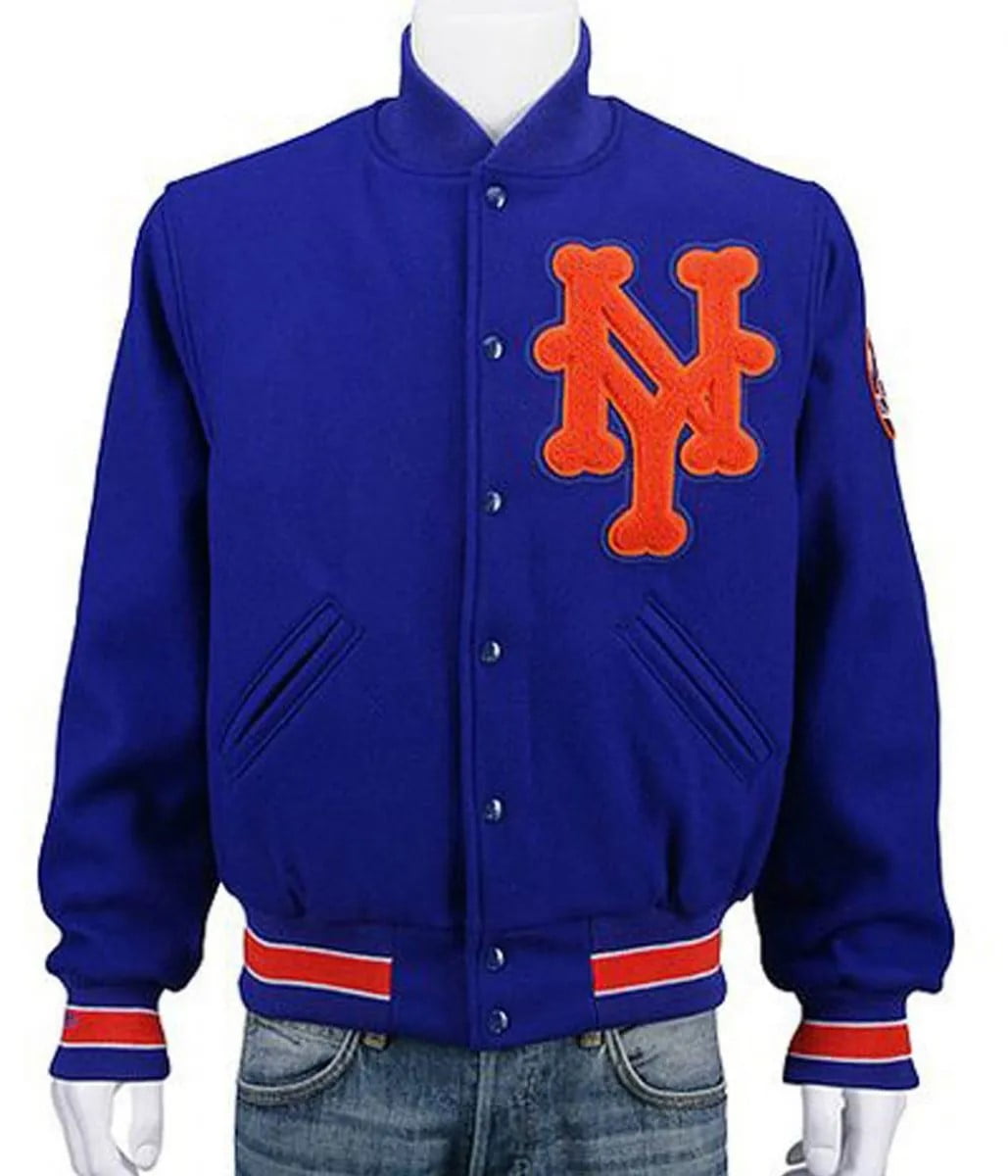 HIDE CRAFTS Men's Wool Varsity Jacket, Royal Blue and Orange, Button ...
