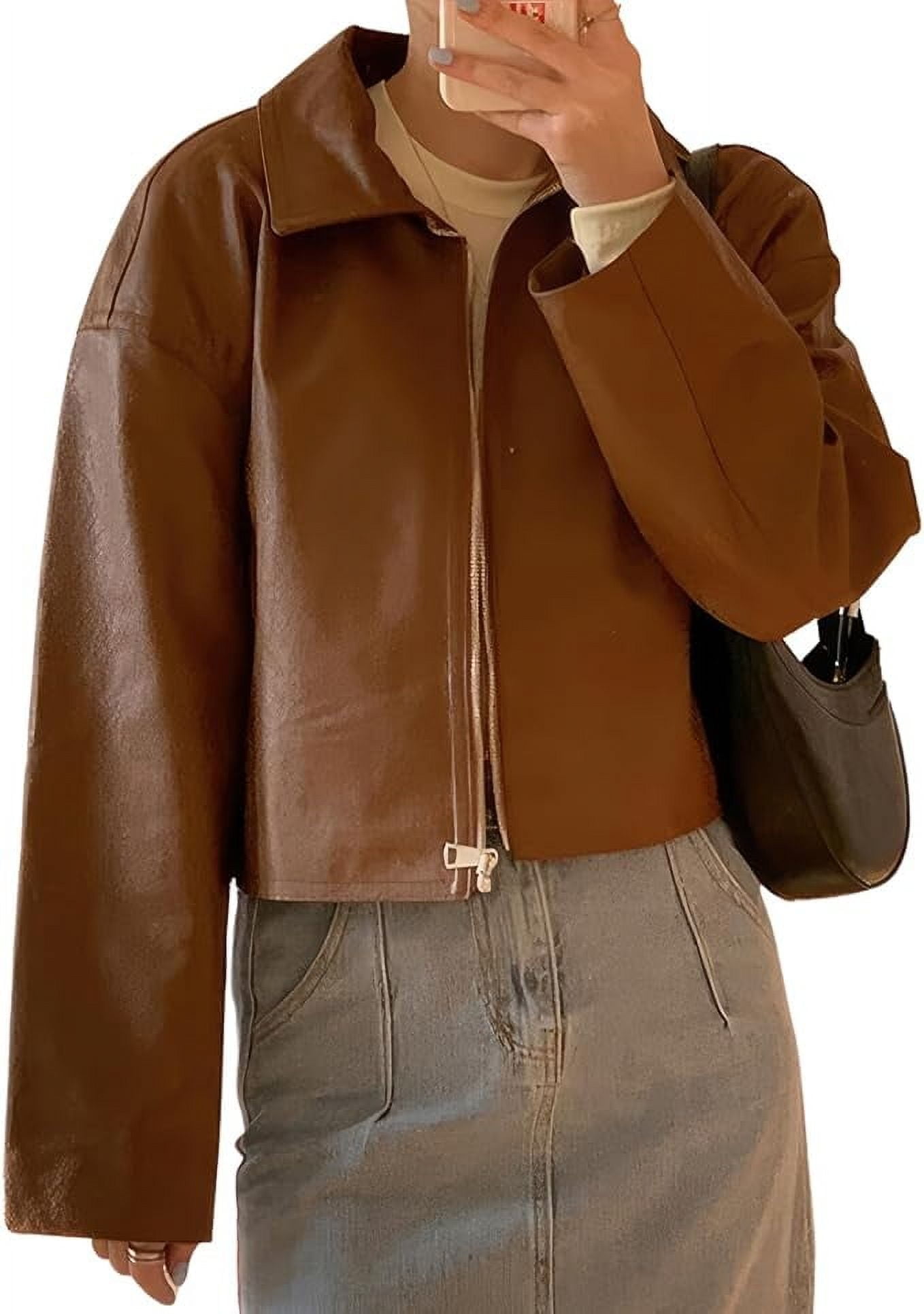 HIDE CRAFTS Women's Brown Genuine Sheepskin Leather Jacket Casual ...
