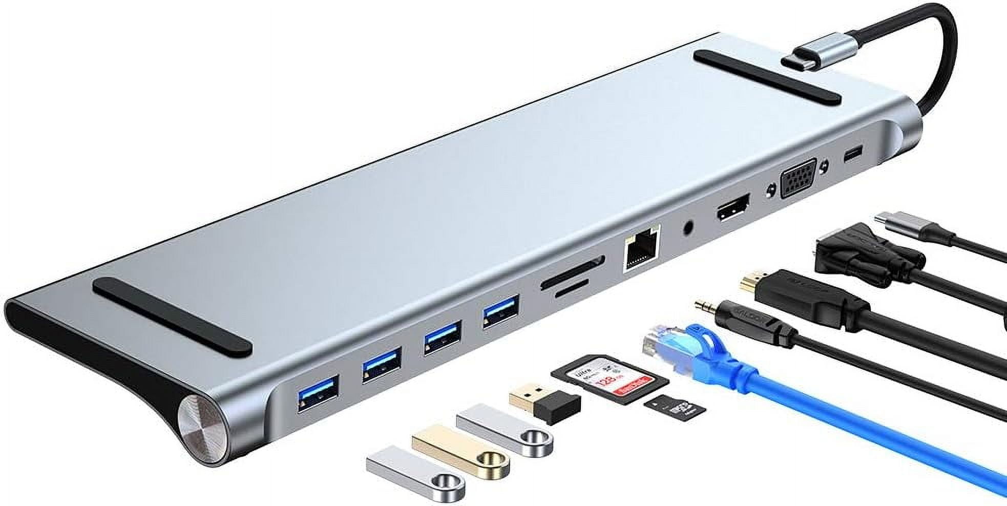 HIEARCOOL UCN-3270 USB Type C Hub Pro Laptop Docking Station 11 in 1 Gray - Walmart.com