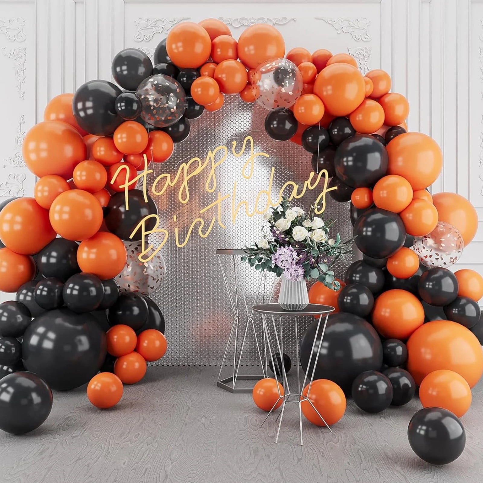 HIELLFQ 148 Pcs Happy Birthday Balloon Home Decor Orange and Black ...