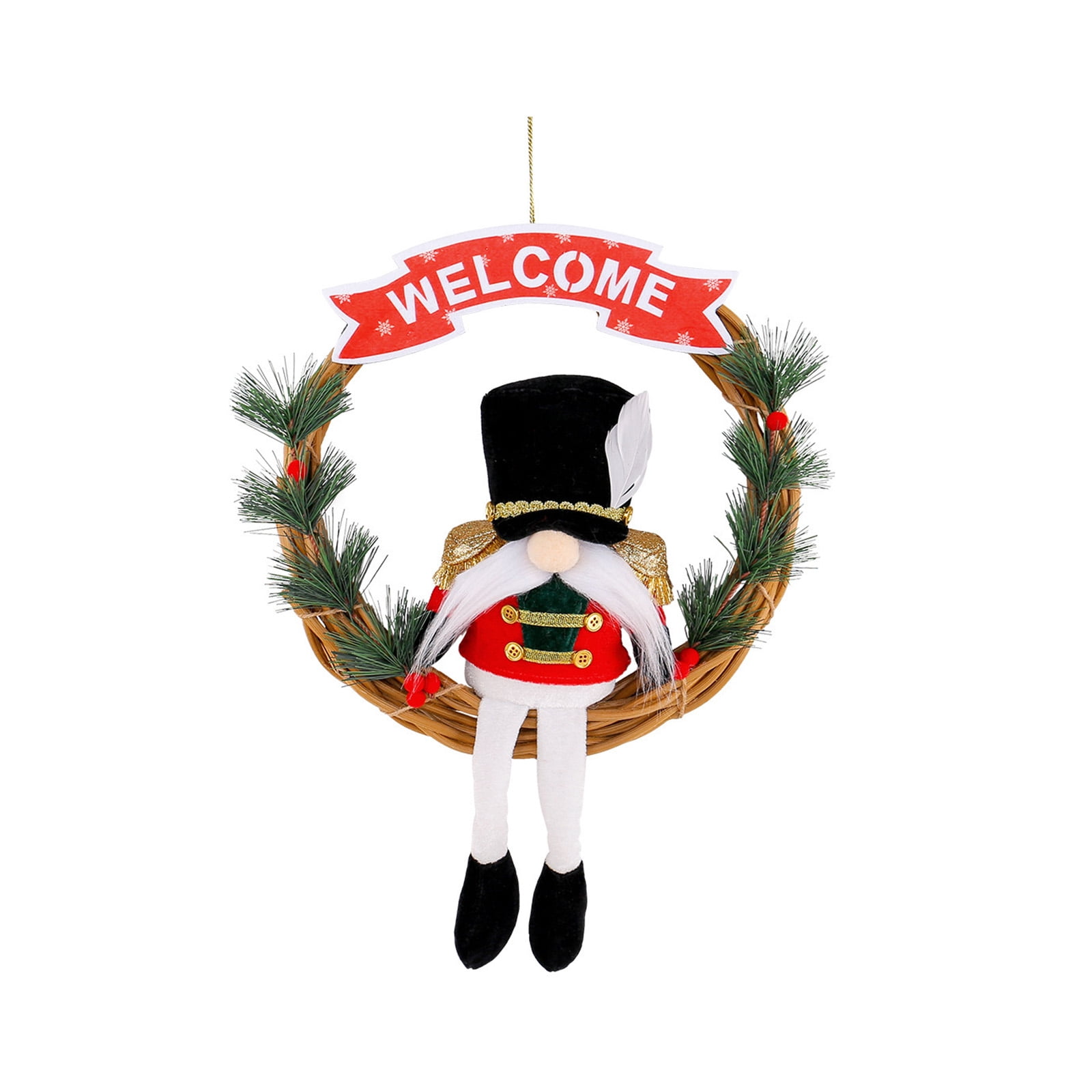 HIELLFQ 16" Christmas Soldier Vine Wreath Welcome Wooden Sign ...