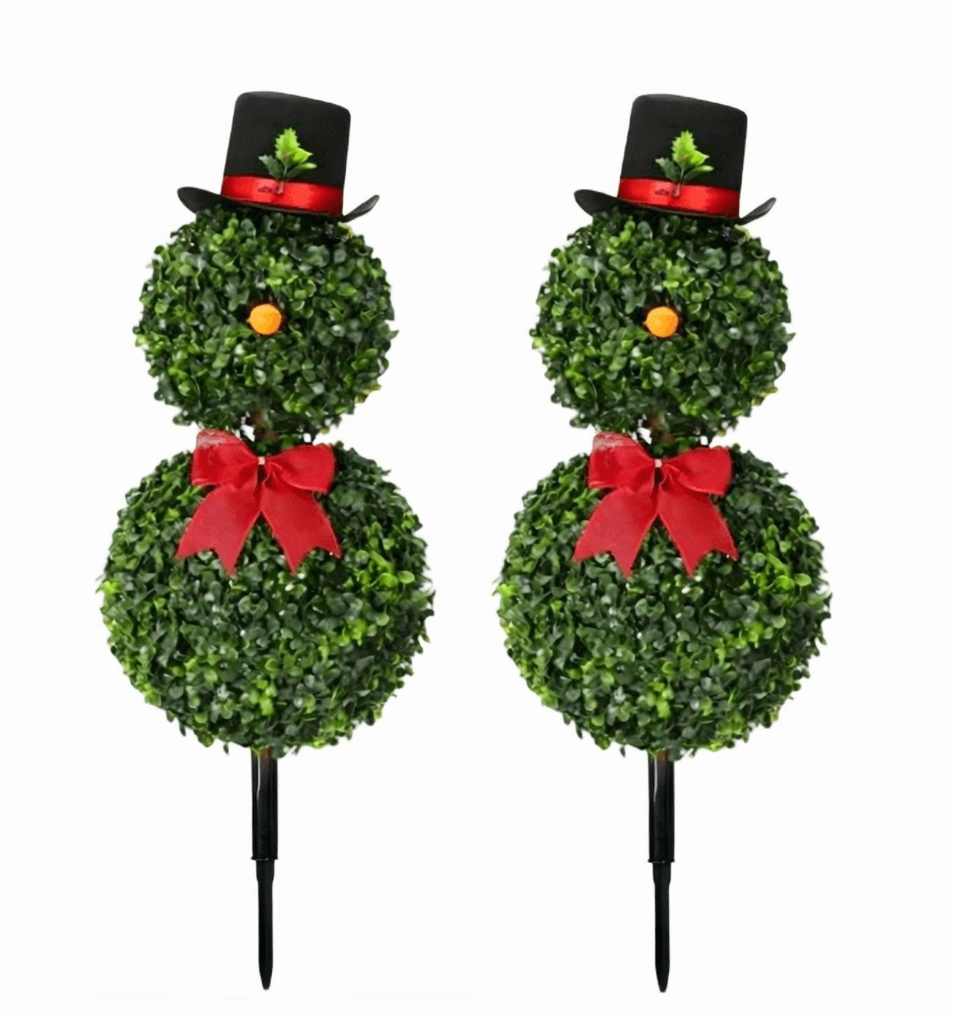 HIELLFQ 2 Pack Snowman Topiary Christmas Decorations 30'' Artificial ...