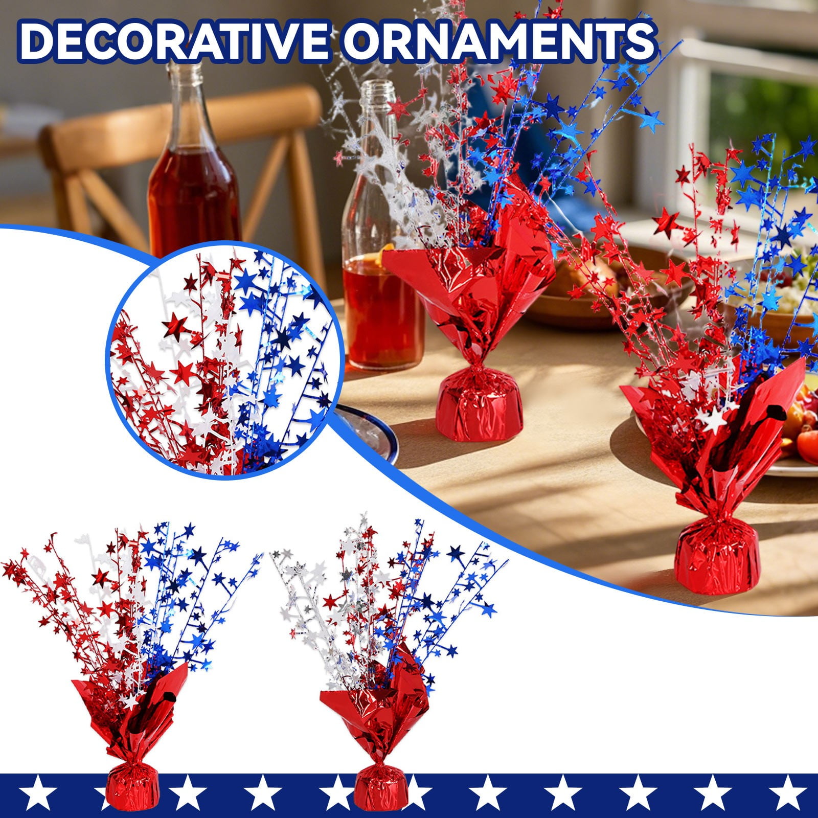 HIELLFQ 2 Pcs 12.2 In 4th of July Centerpiece Table Decorations ...