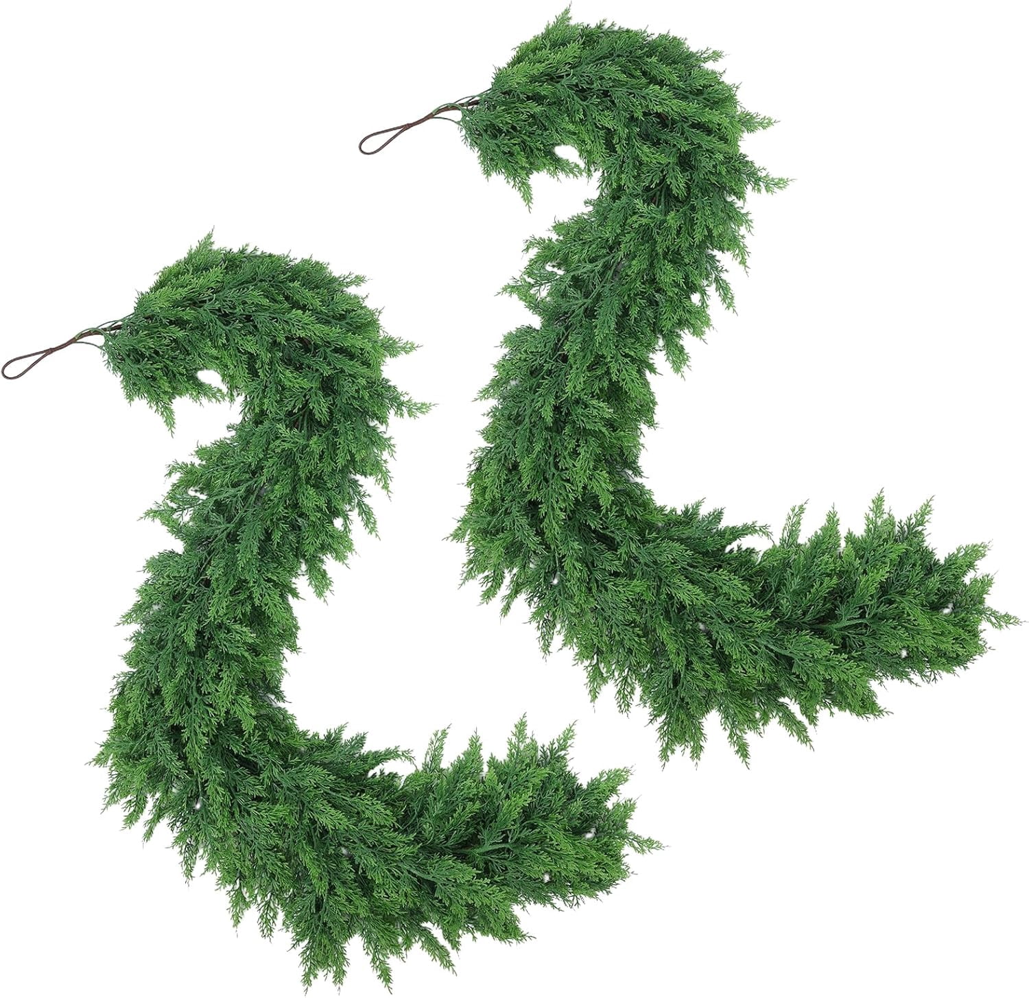 HIELLFQ 2 Pcs 6 Ft Christmas Cedar Pine Garlands, Artificial Cedar ...