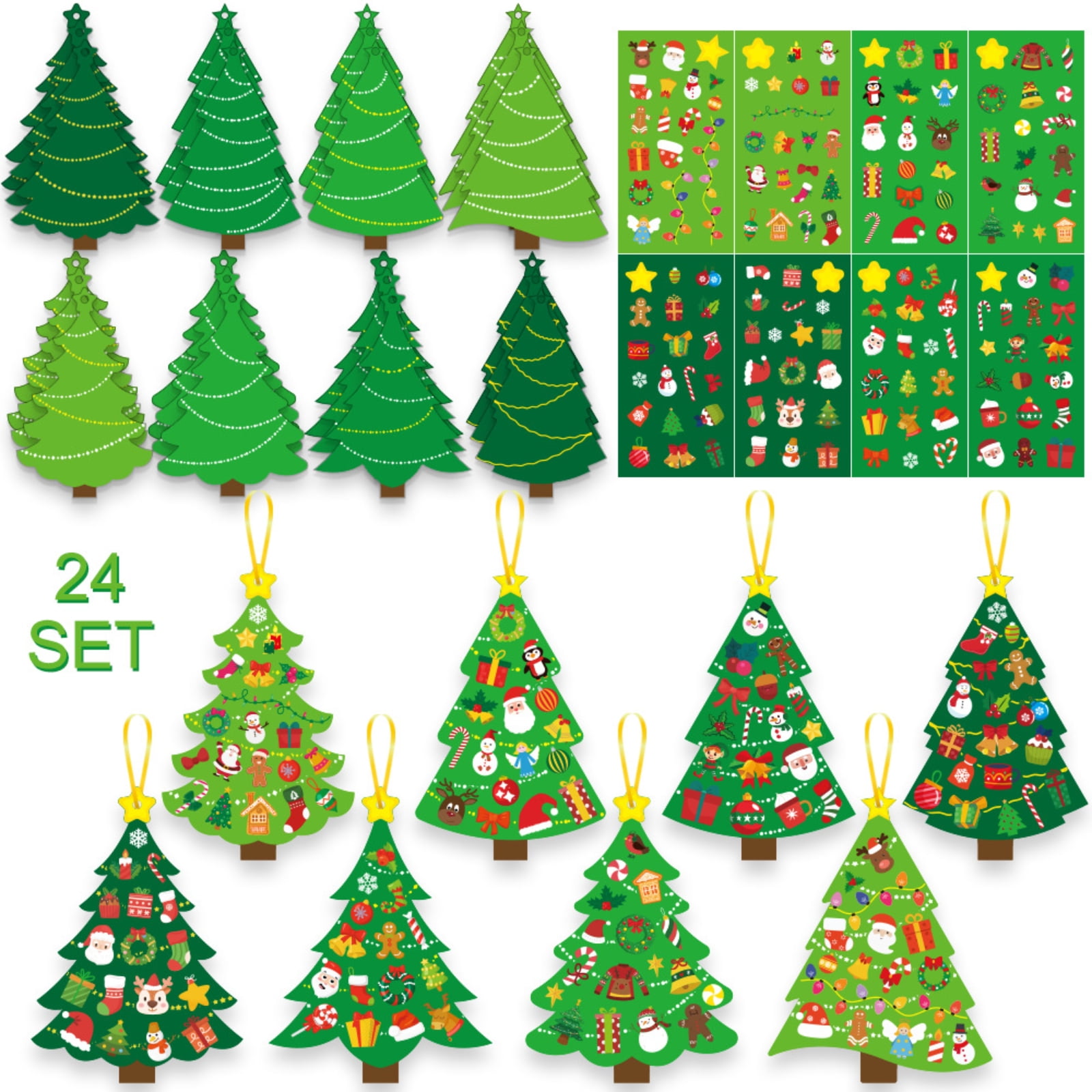 HIELLFQ 24 Set Christmas Cards with Stickers Making Craft Kit Christmas ...