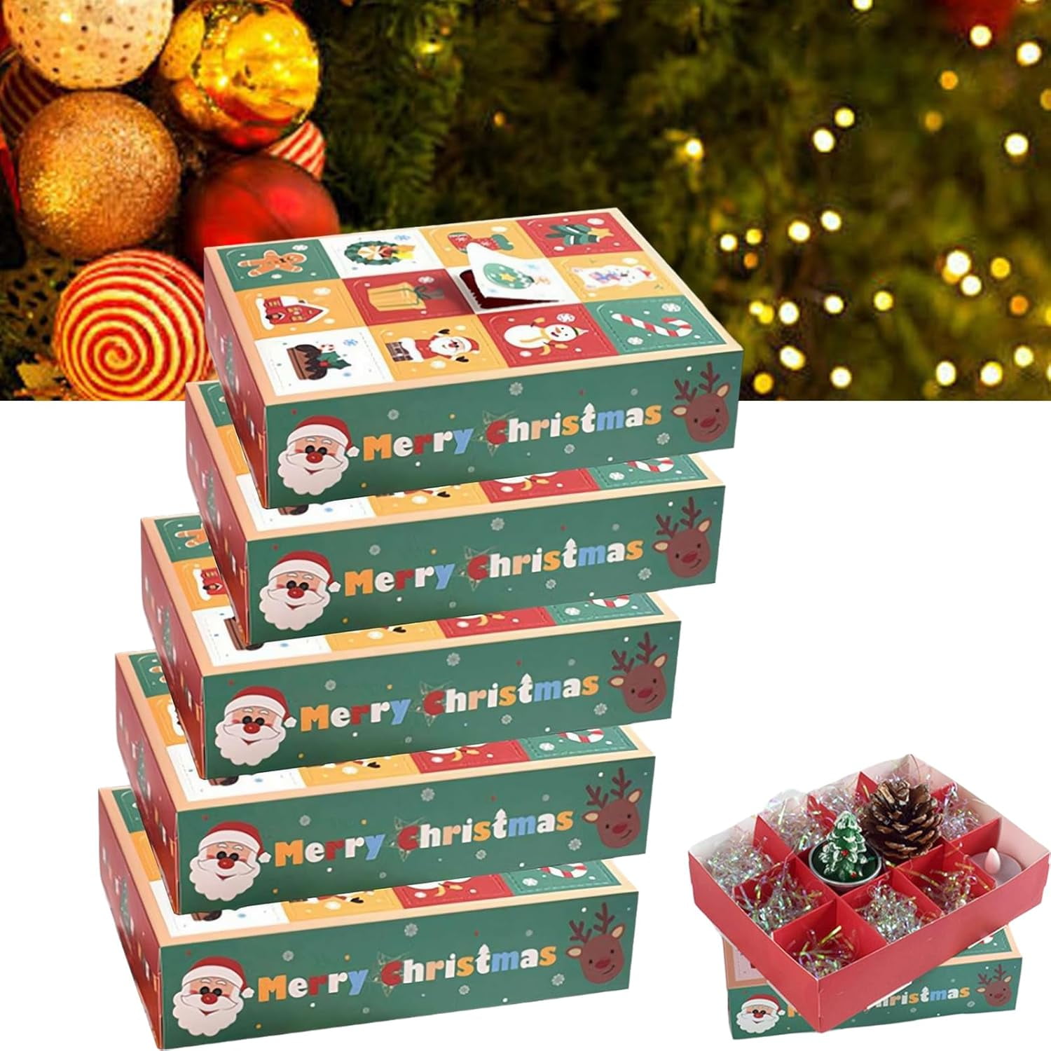 HIELLFQ DIY Christmas Advent Calendar Boxes for 2025,5pcs Fillable ...