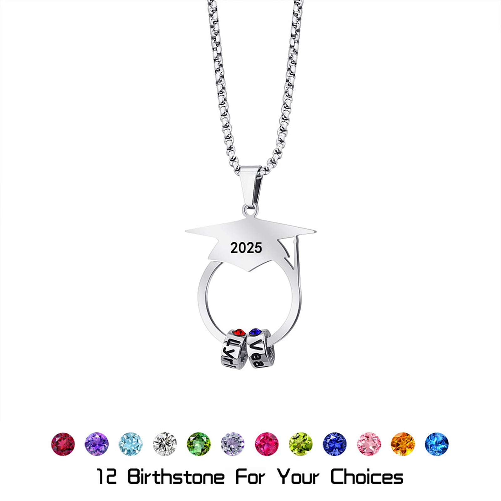 HIELLFQ DIY Engraved Name Graduation Necklace Class of 2025 Clavicle ...