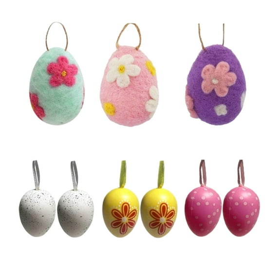 HIELLFQ Easter Eggs Hanging Decor for Garland Room Door Wall,9Pcs Painted Plastic Easter Eggs ...