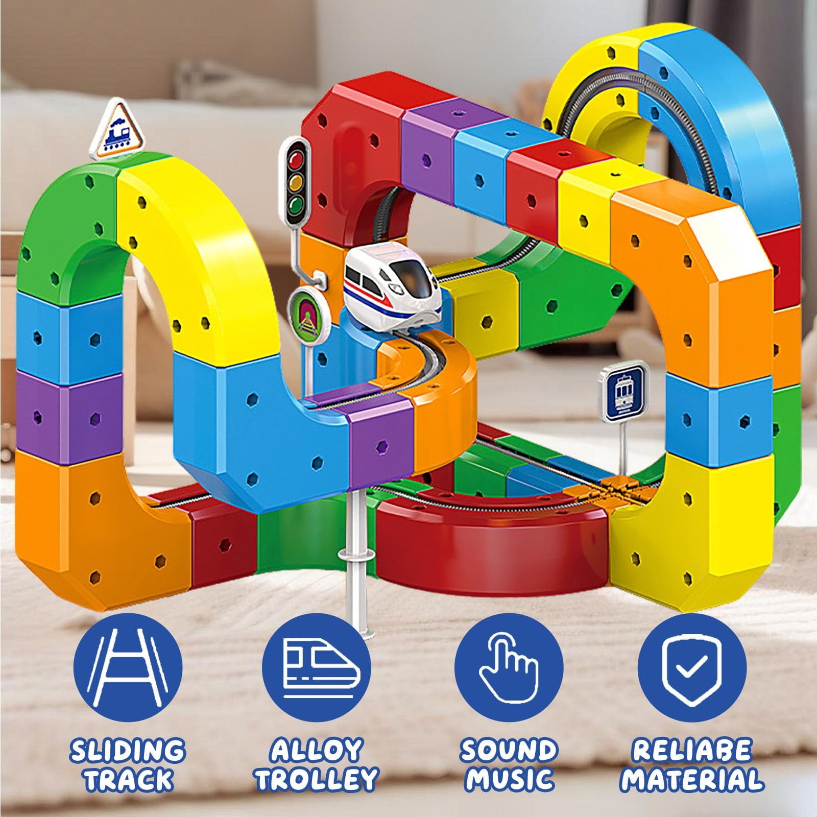 HIELLFQ Electric Train Set, Rail Cube, Motorized Car Blocks Track, 3D ...