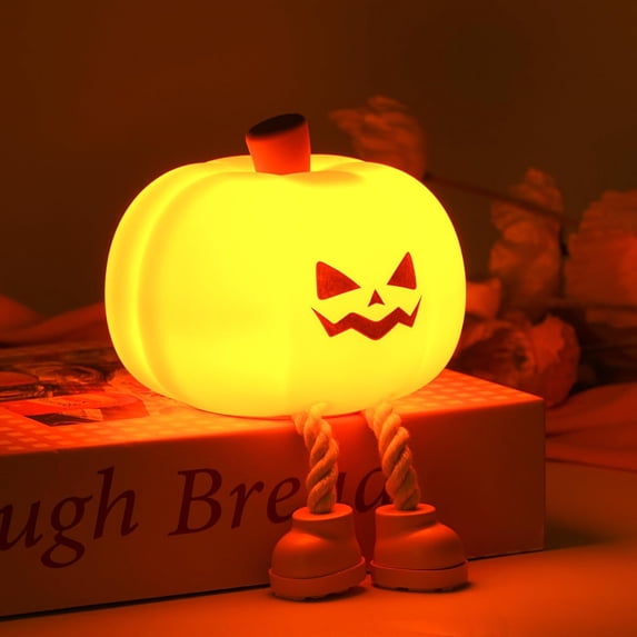HIELLFQ Pumpkin Night Light Cute LED Lamp Silicone Touch Lamp Funny ...