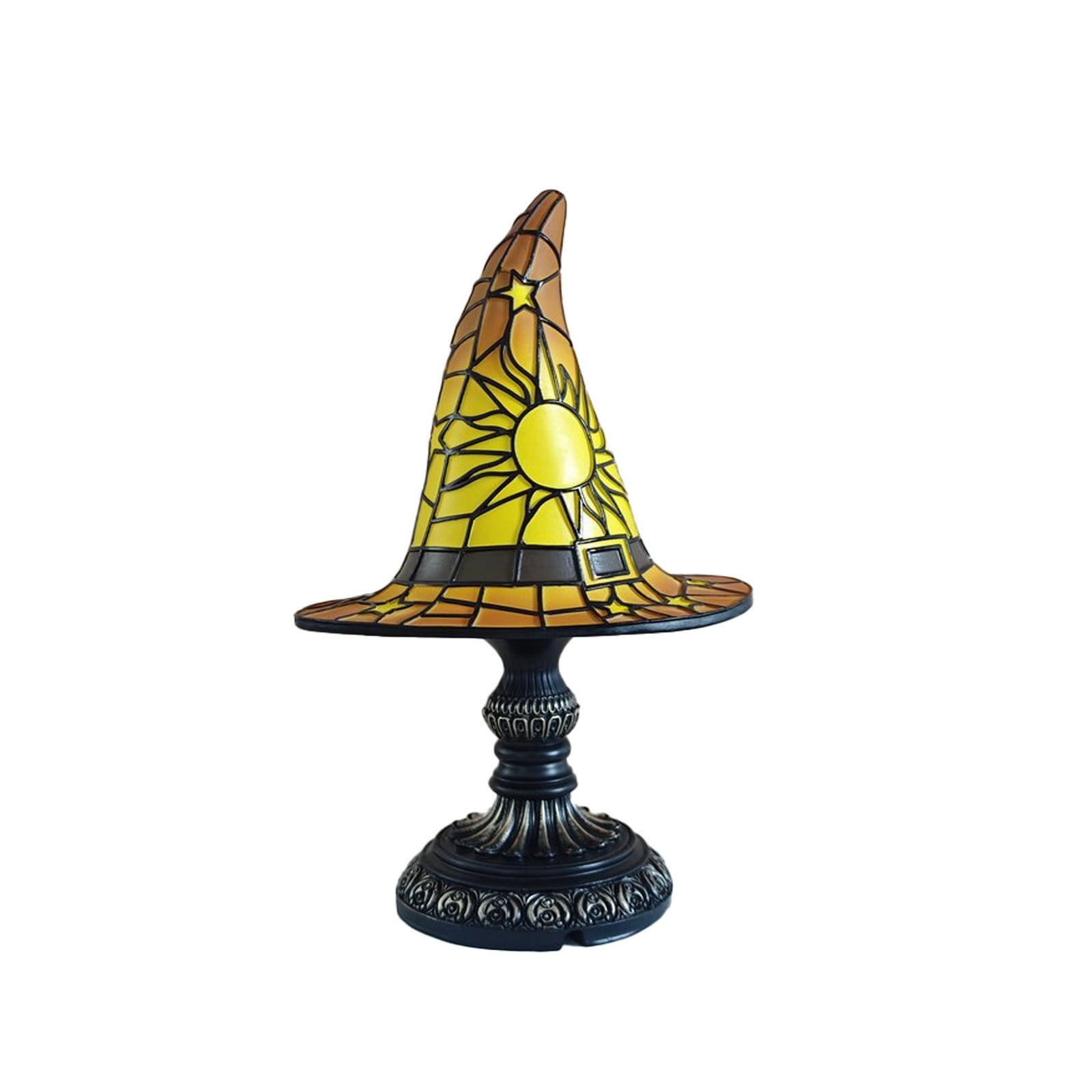 HIELLFQ Witch Hat Lamps, Handcrafted Stained Glass Gothic Wizard Hat ...