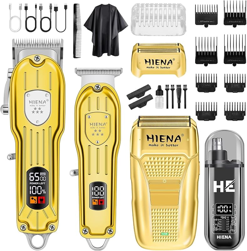 HIENA PRO Professional Hair Clipper Kit, Rechargeable Cordless Barber ...