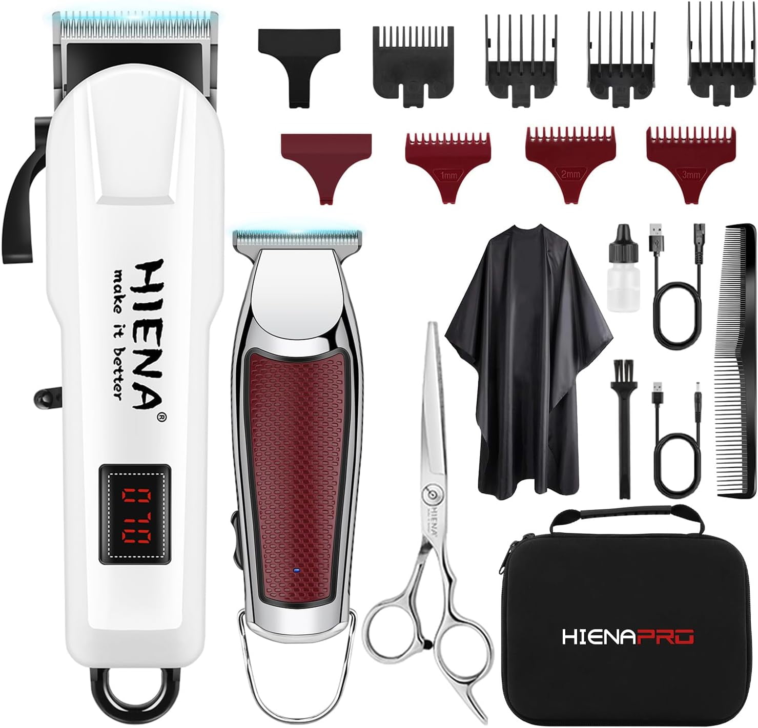 HIENA PRO Professional Hair Clippers Set for Men, Cordless Electric ...