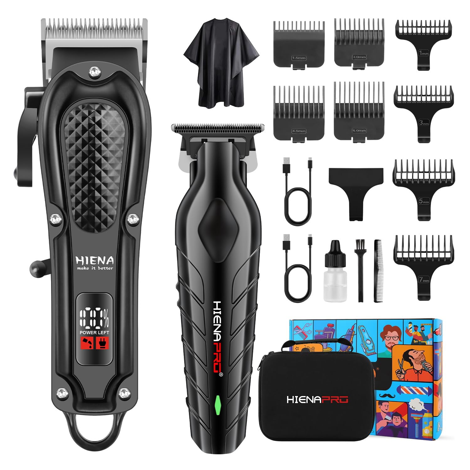HIENA Professional Hair Clipper Set & Trimmer Kit for Men, Rechargeable ...
