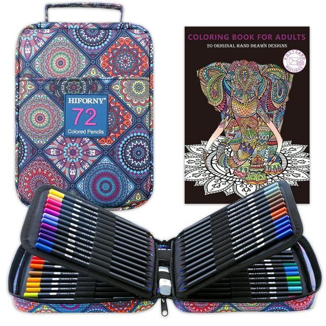 HIFORNY 78 Pack Premium Black Edition Colored Pencils Set for Adults Coloring – 72 Coloring ...