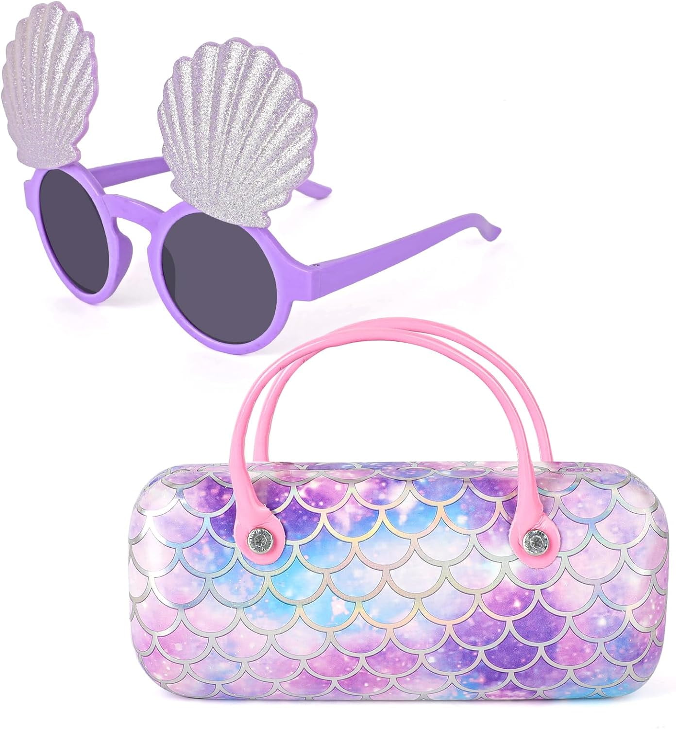 HIFOT Mermaid Hard Glasses Case with Kids Sunglasses Set, Portable ...