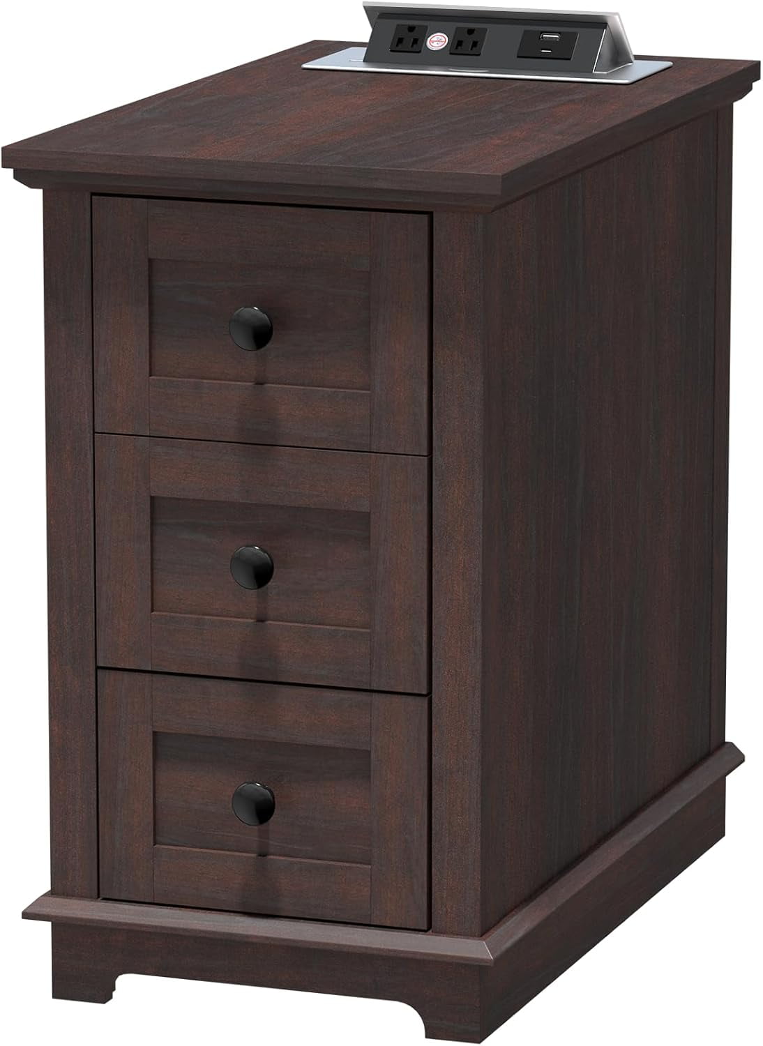 HIFYOBRO 3 Drawers End Table with Flip Top Charging Station, Narrow ...