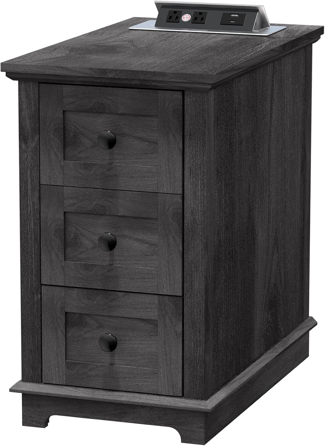 HIFYOBRO 3 Drawers End Table with Flip Top Charging Station, Narrow ...