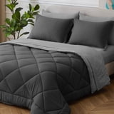 HIG 7 PCS Reversible Comforter Set, Diamond-Stitched, Charcoal, Queen ...