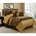 Hig King Size 7 Piece Bedding Set In Chocolate And Gold Comforter