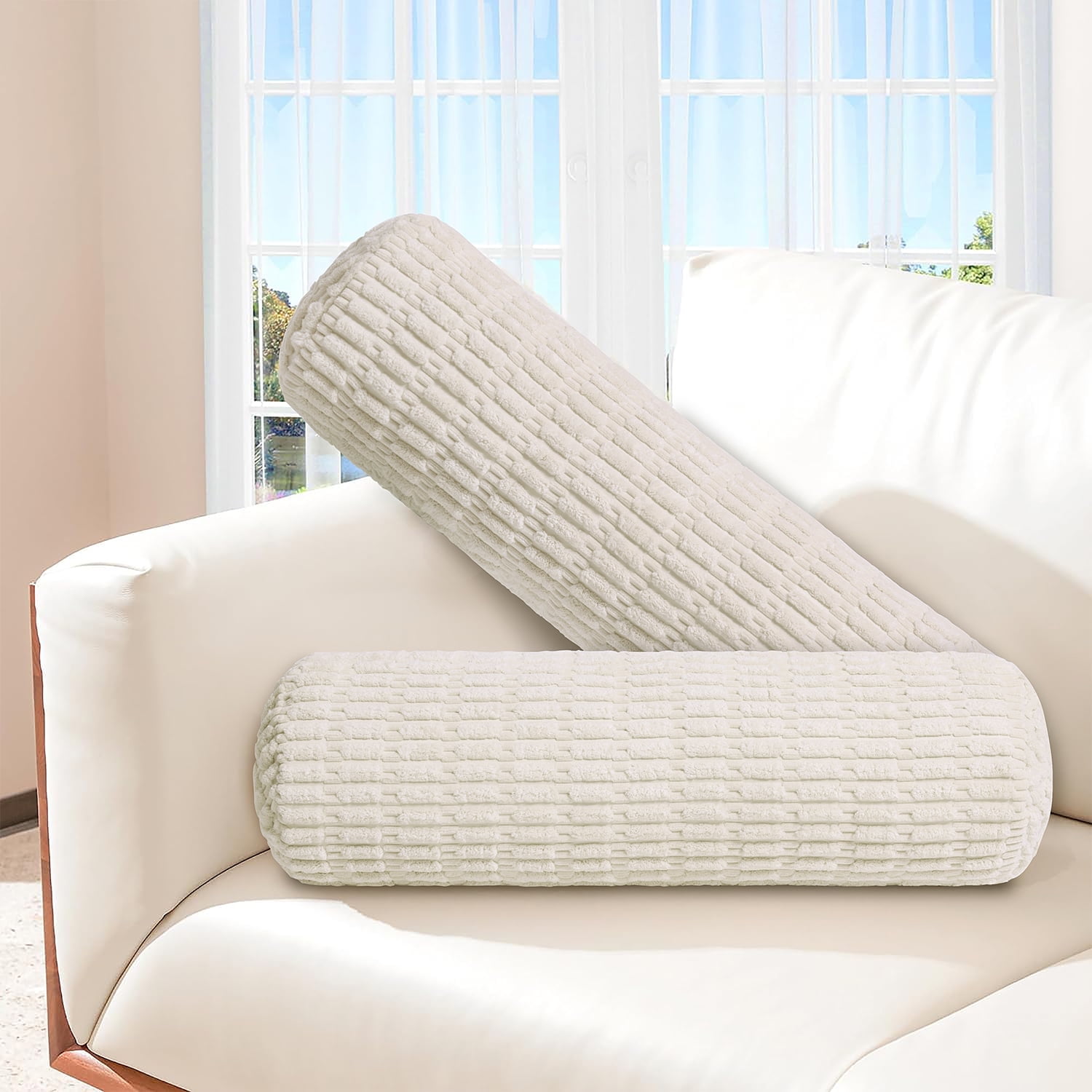 HIG Boho Chic Pillow Set - 2 Piece Round and Cylinder Decorative ...