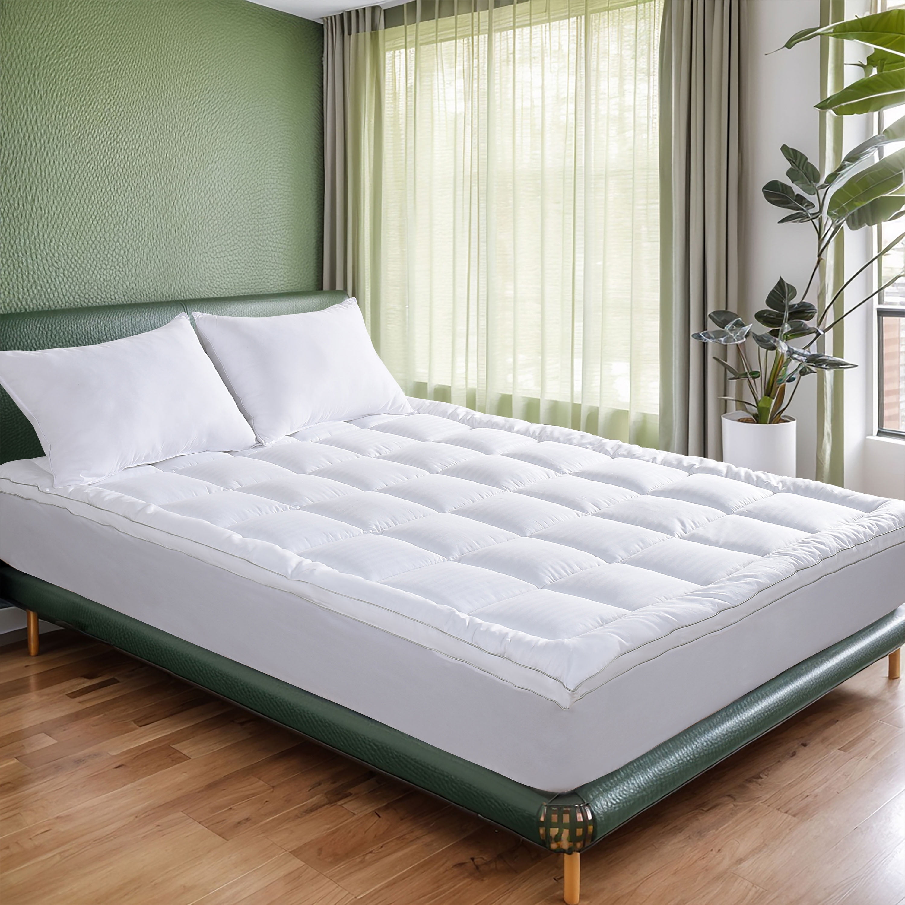 HIG Breathable Cotton Mattress Pad Queen Size, Fluffy Fitted Mattress ...