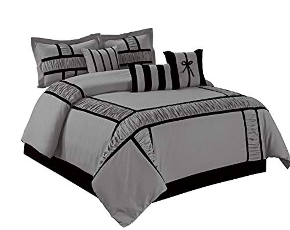HIG Gray 7 Piece Bed in a Bag Comforter Set, Queen Bed Sets for Adults ...