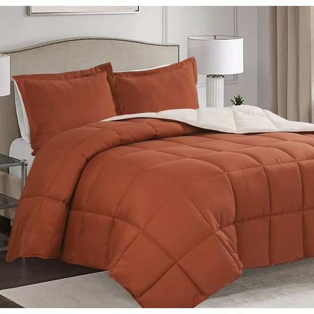 HIG Light Weight Down Alternative Comforter Set, King, Terracotta ...