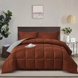 HIG Light Weight Down Alternative Comforter Set, Queen, Brick ...