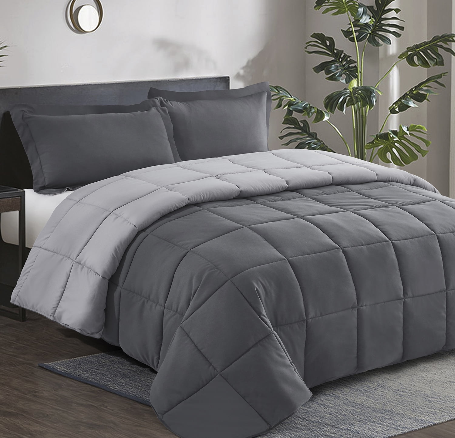 HIG Queen Size Microfiber Fluffy Down Alternative Comforter Set ...