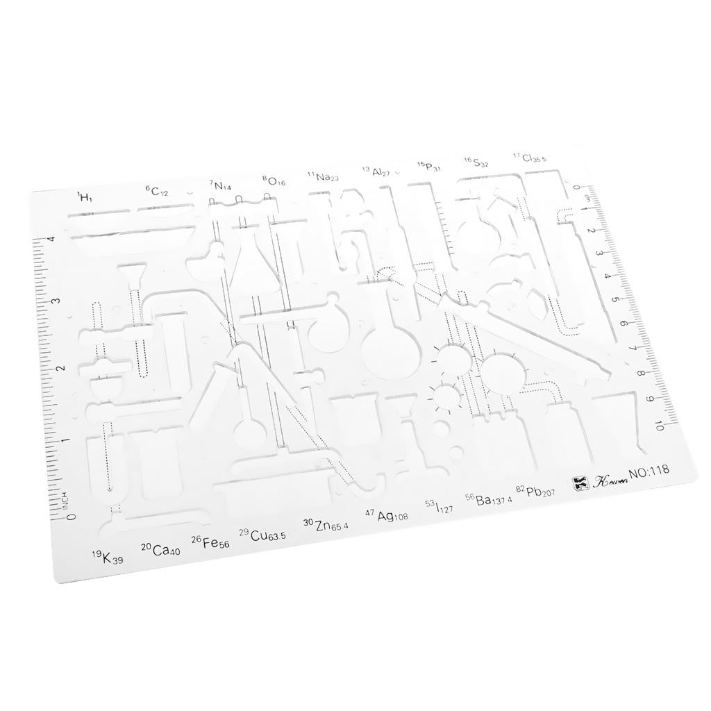HIGH CHEMISTRY SYMBOLS DRAWING TEMPLATE, STENCIL, RULER, 208X142MM ...