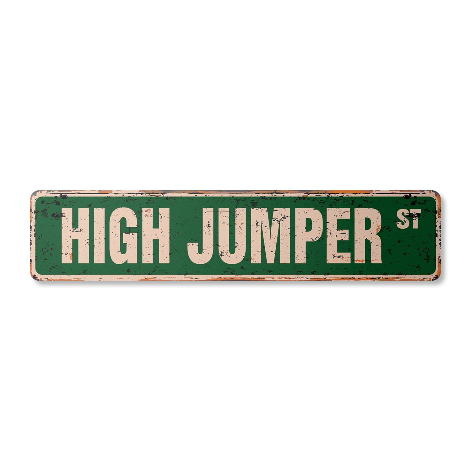 HIGH JUMPER Vintage Aluminum Street Sign sports track field pole jump ...