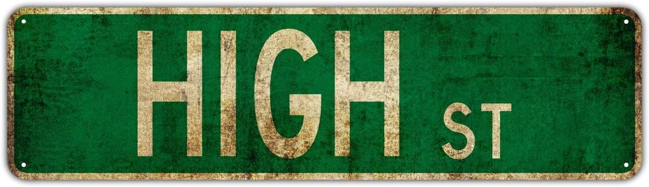 HIGH ST Street Sign Rustic Vintage Retro Metal Decor Wall Shop Man Cave ...